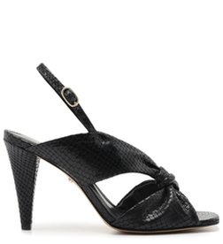 Sandália Preta Snake Salto Alto Bico Quadrado | Arezzo