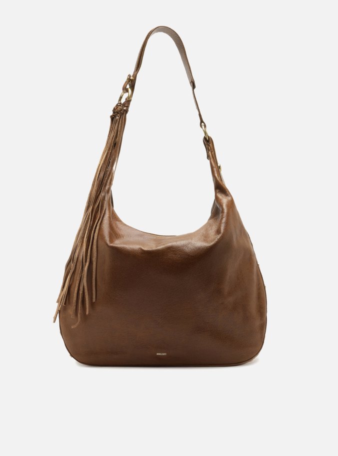 Bolsa Hobo Marrom Couro Grande Franjas | Arezzo