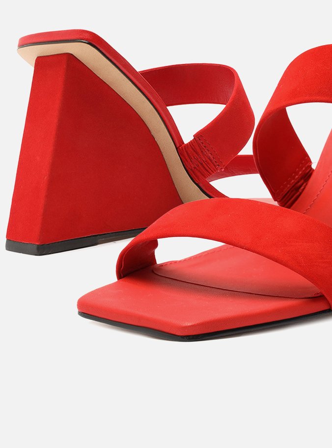 Sandália Vermelha Nobuck Salto Alto Anabela | Arezzo