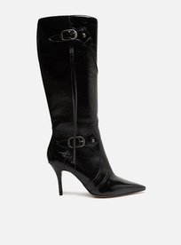 Bota Preta Couro Cano Longo Hazel | Arezzo