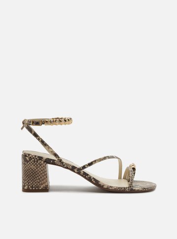 Sandália Preta Salto Médio Bloco Metais Dedeira | Arezzo