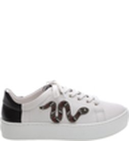 Tênis Couro Sola Alta Snake Branco e Preto | Arezzo