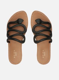 Rasteira Preta Bico Redondo Snake Nancy | Arezzo