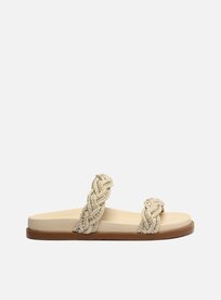 Sandália Rasteira Off-White Strass Mykonos | Arezzo