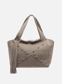 Bolsa Shopping Cinza Couro Becca Grande | Arezzo