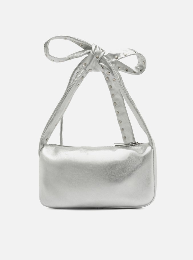 Bolsa Tiracolo Prateada Couro Média Laço | Arezzo