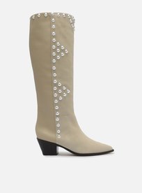 Bota Bege Camurça Cano Longo Western Hazel | Arezzo